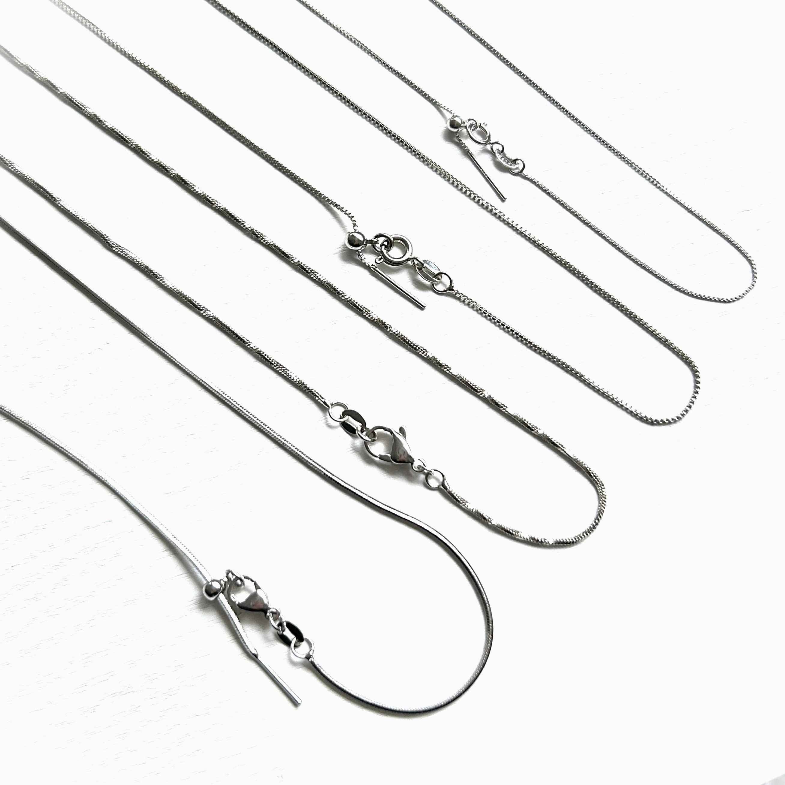 Silver Adjustable Necklace Chain for Pendant | Box Chain Snake Chain W ...