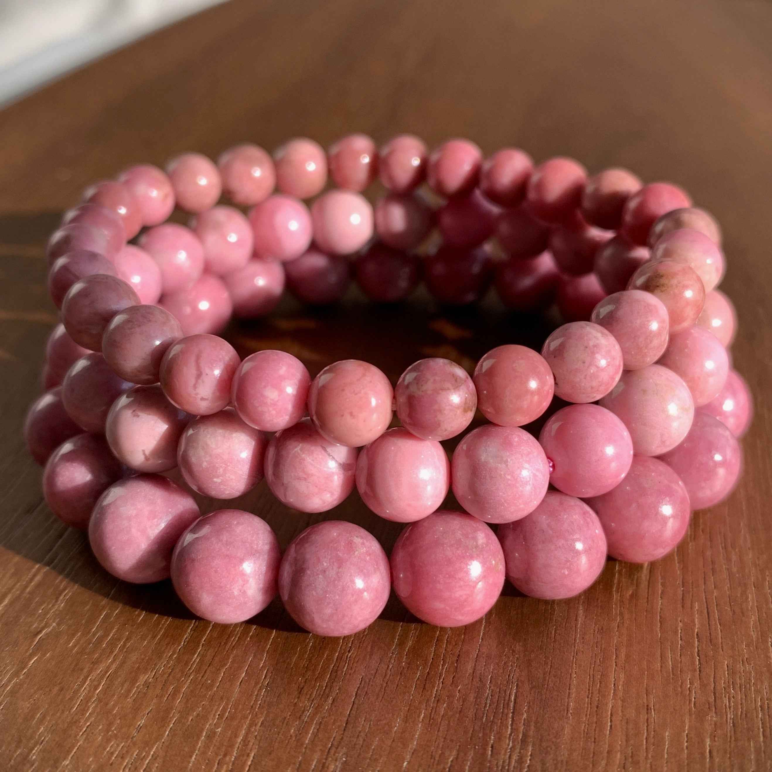 High Quality Natural Rhodonite Bracelet in 7-9MM – Crystal Moment